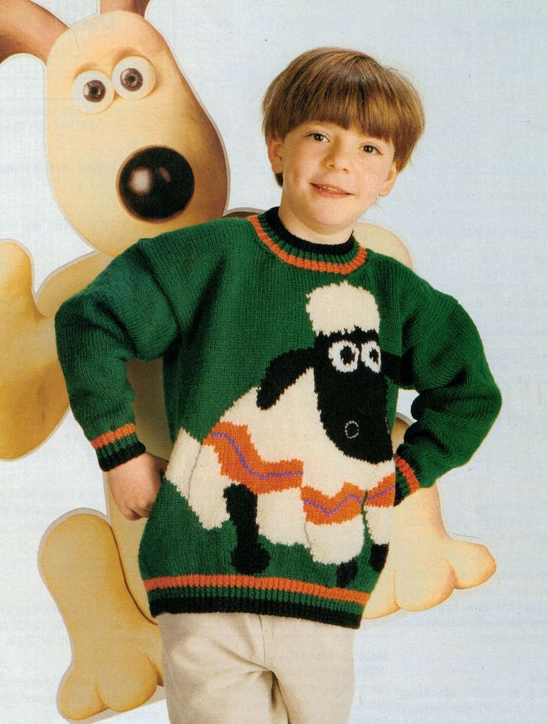 PDF Instant Download Knitting Pattern *child's Shaun the Sheep Intarsia ...