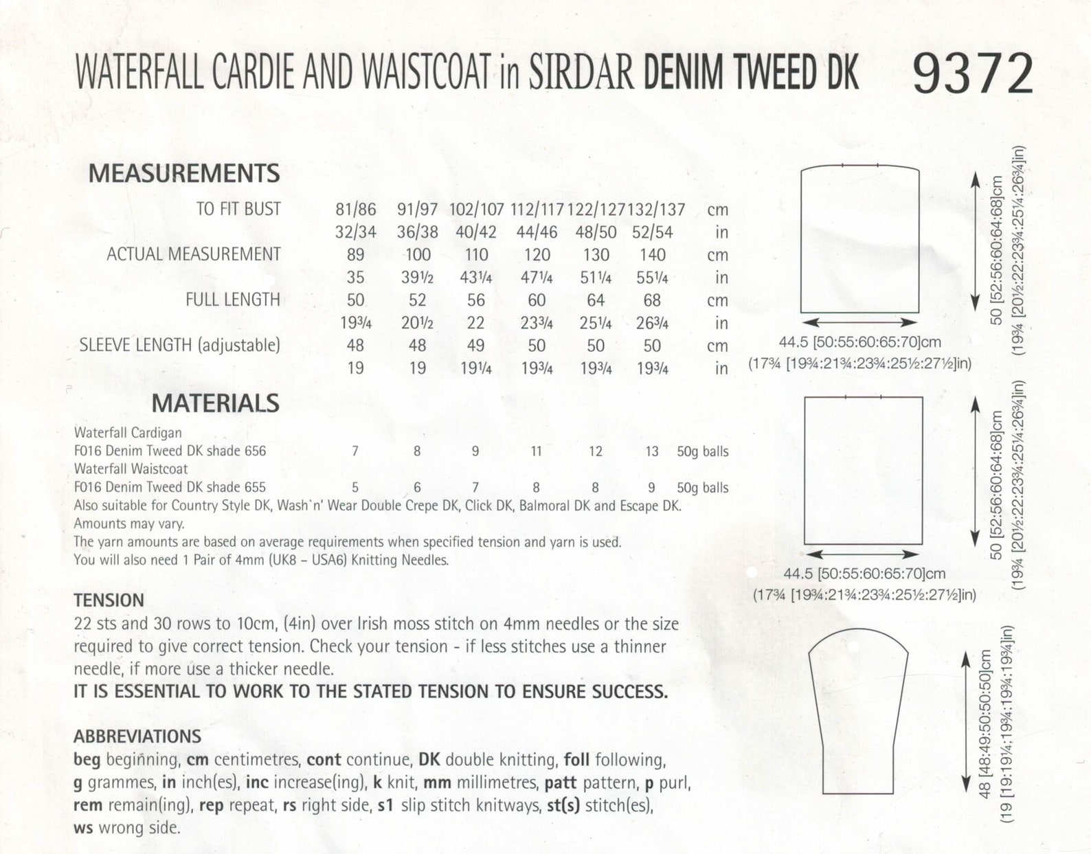 PDF Instant Download Knitting Pattern *waterfall Cardigan and Waistcoat ...
