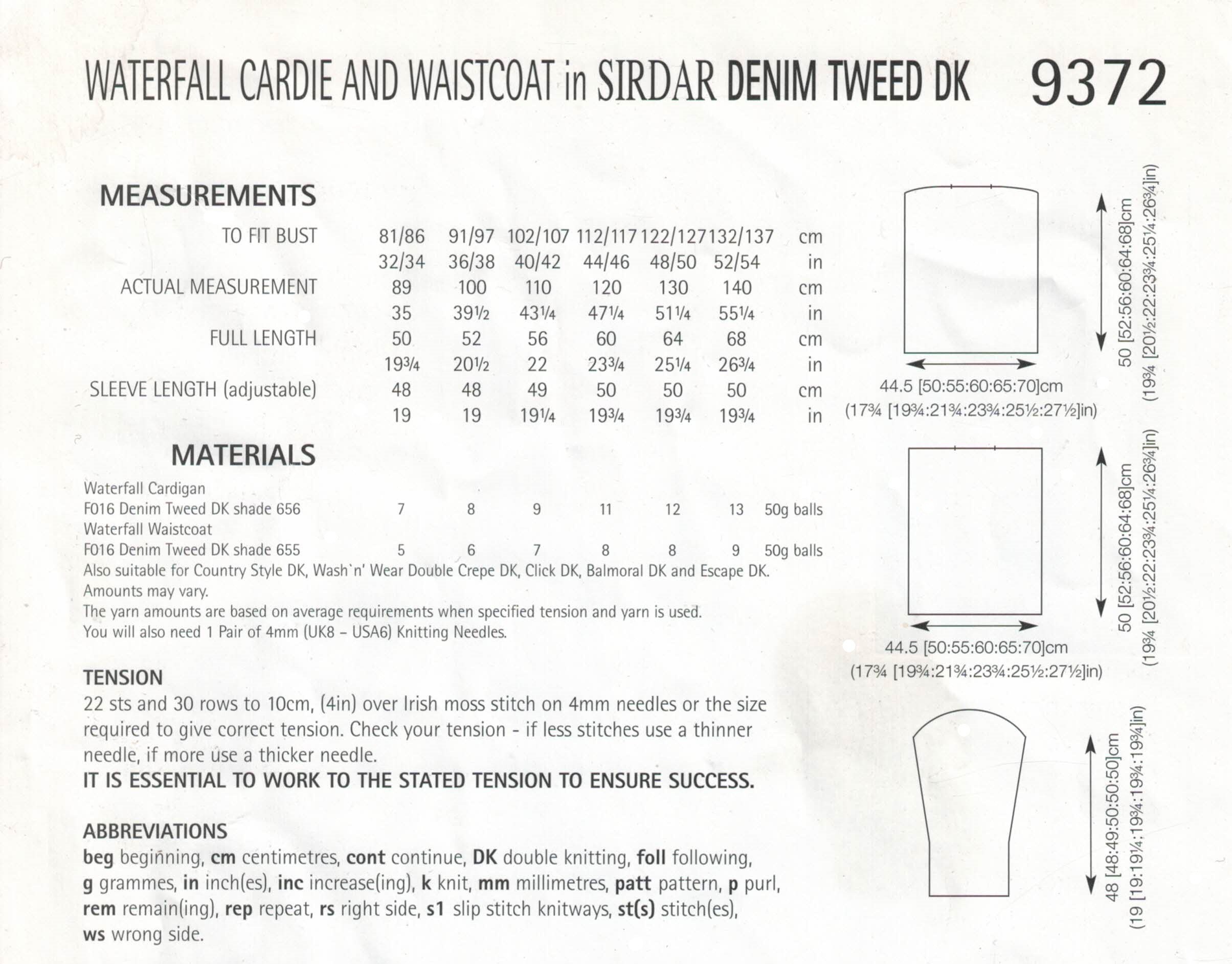 PDF Instant Download Knitting Pattern waterfall Cardigan and Waistcoat ...