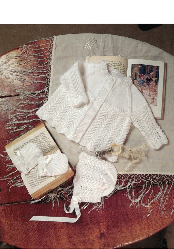 PDF Instant Download Knitting Pattern matinee Coat Bonnet & | Etsy