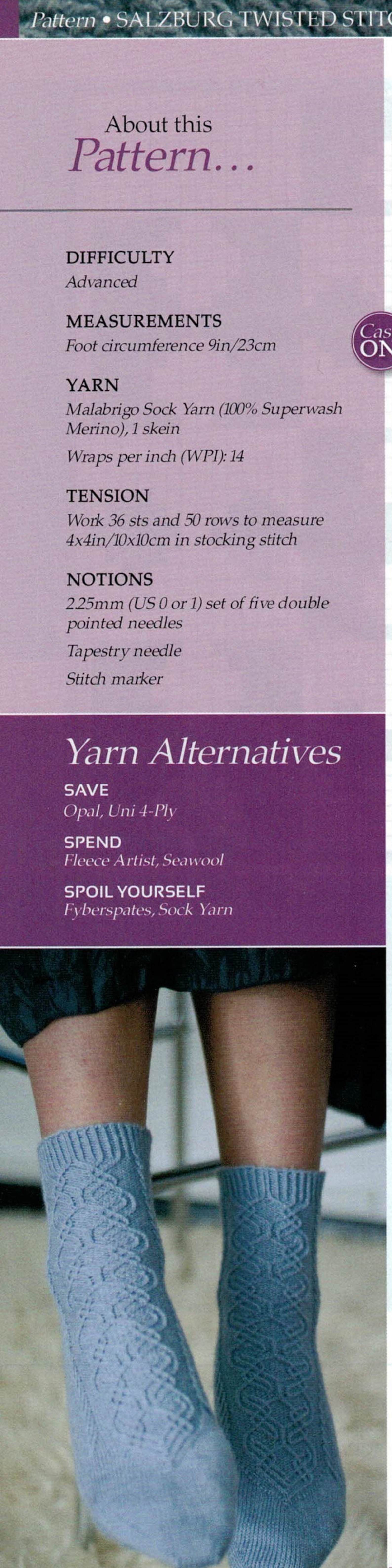 PDF Instant Download Knitting Pattern *twisted Stitch Socks* 4ply Sock ...