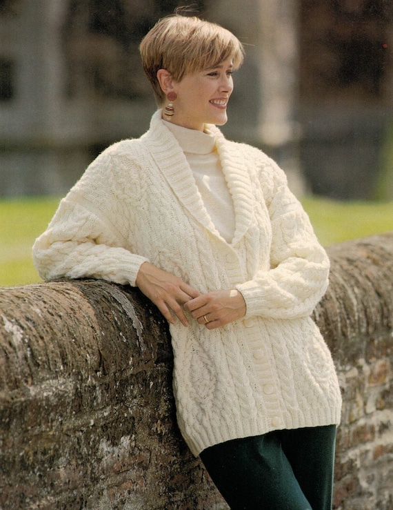 PDF Instant Download Knitting Pattern Woman's Cabled Aran | Etsy