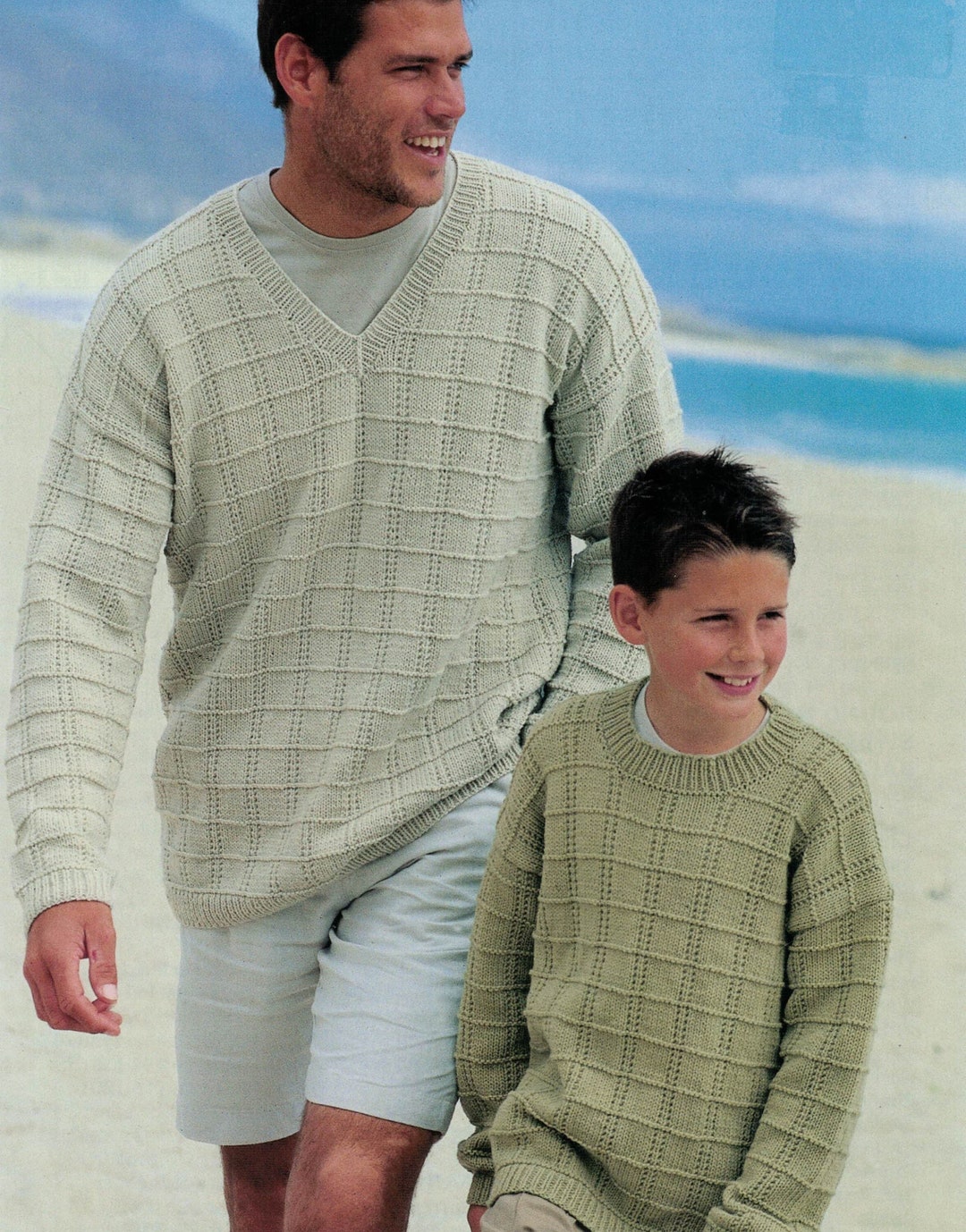 PDF Instant Download Knitting Pattern *man and Boy's Textured Sweaters ...