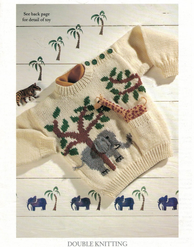 PDF Instant Download Knitting Pattern child's Sweater & Giraffe Toy ...