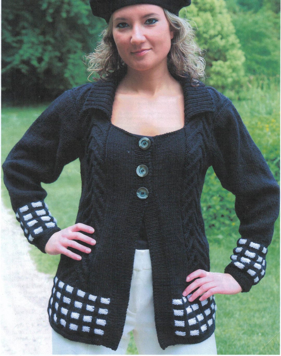PDF Instant Download Knitting Pattern *ladies Square Neck Jacket* Aran ...