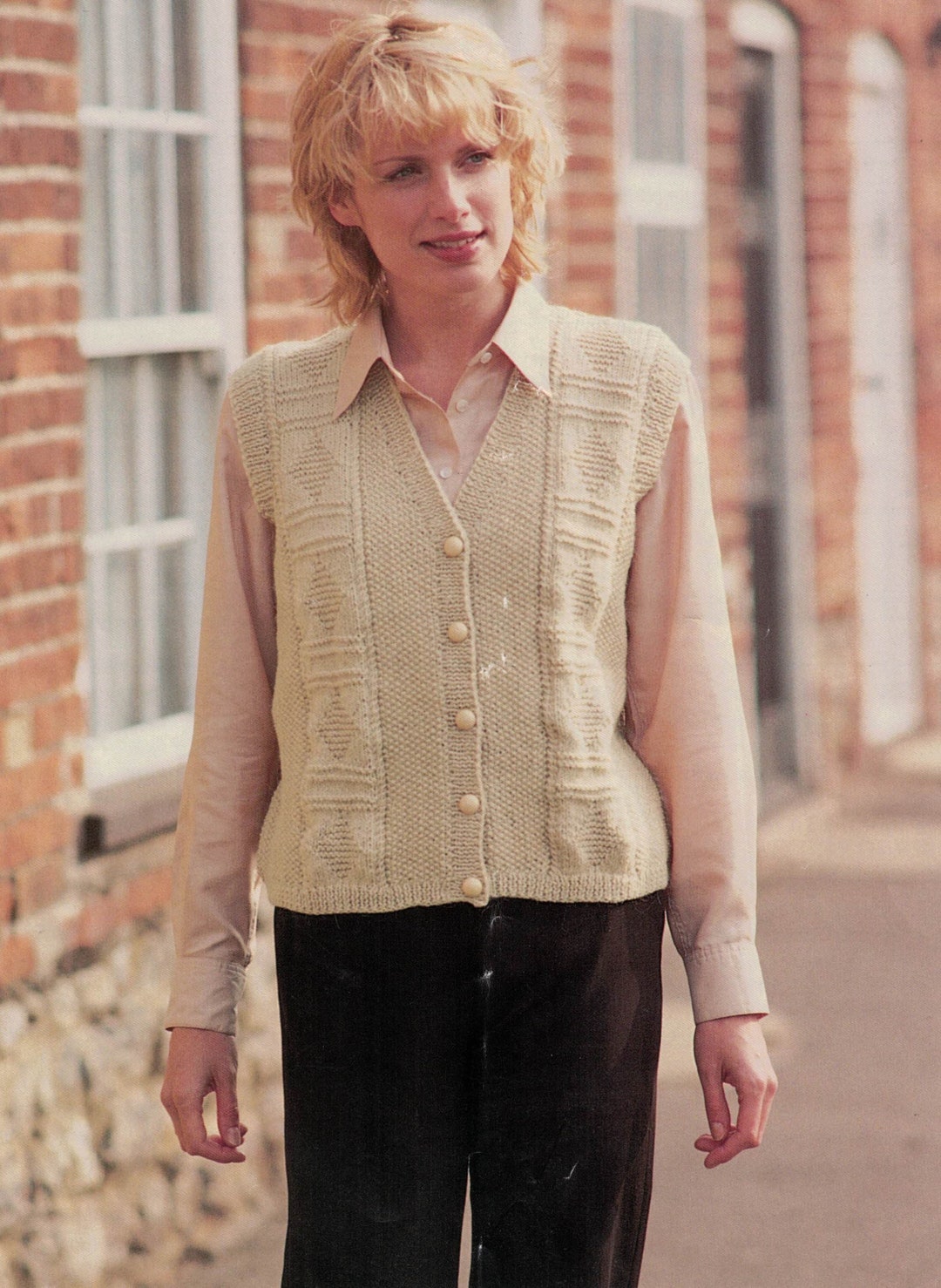 PDF Instant Download Knitting Pattern *lady's Textured Gilet* DK Weight ...