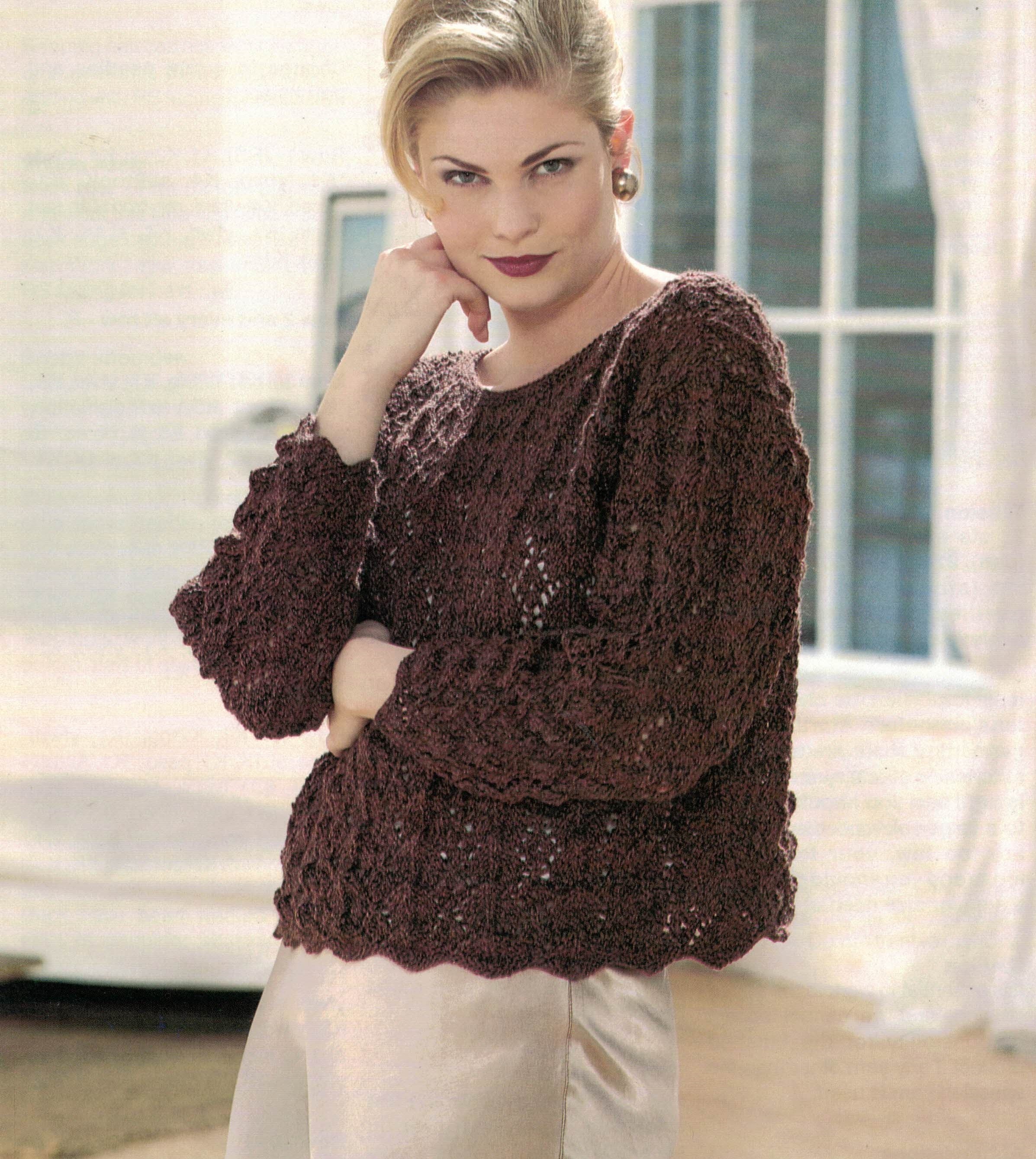 PDF Instant Download Knitting Pattern ladies' Cropped Lace Sweater DK ...
