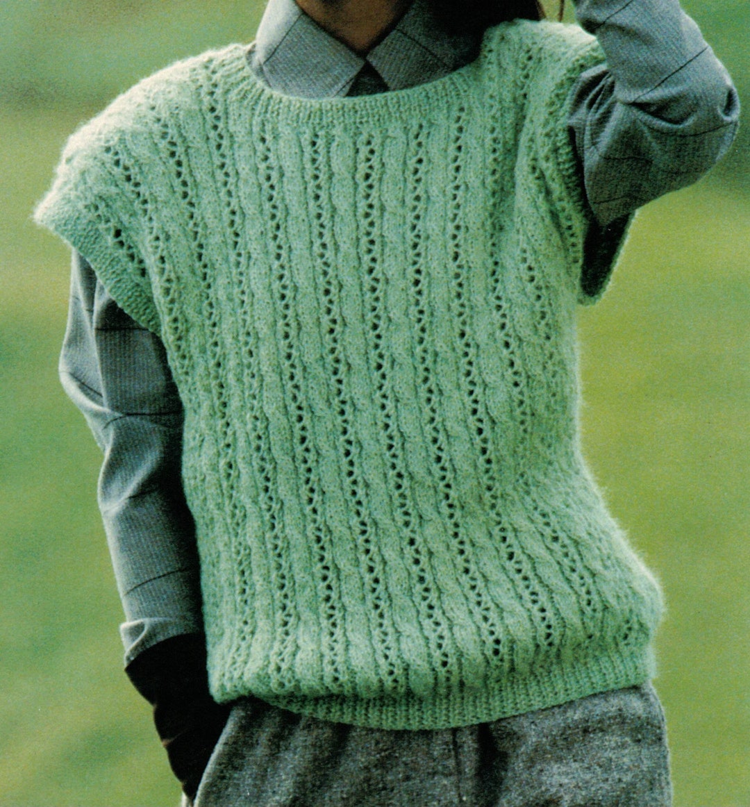PDF Instant Download Knitting Pattern *lace and Cable Slipover* DK ...