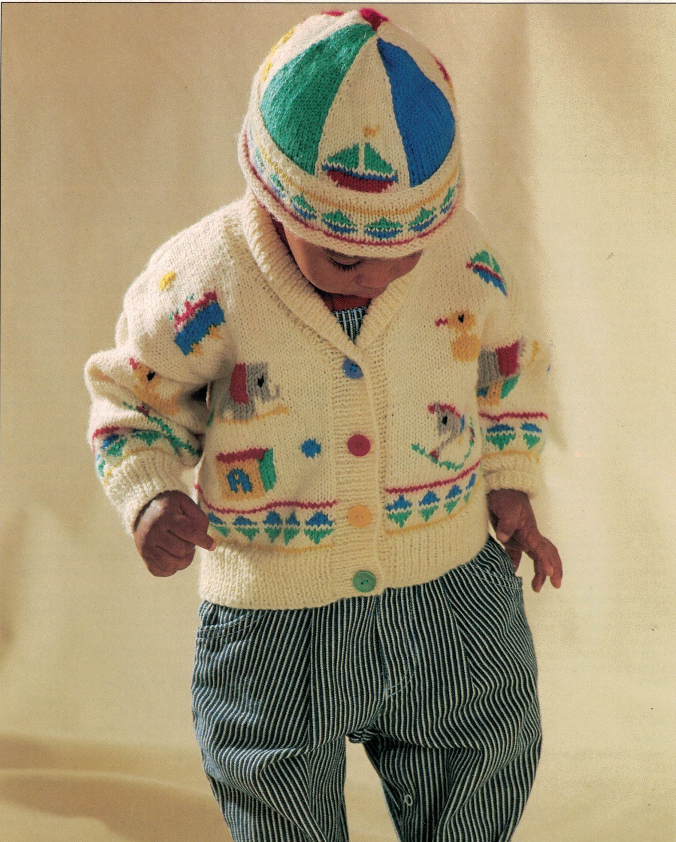 PDF Instant Download Knitting Pattern *toddler's Toy Motif Jacket & Hat ...