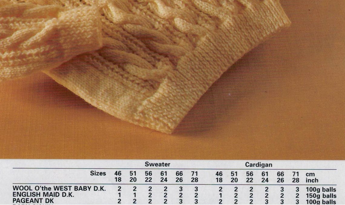 PDF Instant Download Knitting Pattern *cabled Cardigan and Sweater* DK ...
