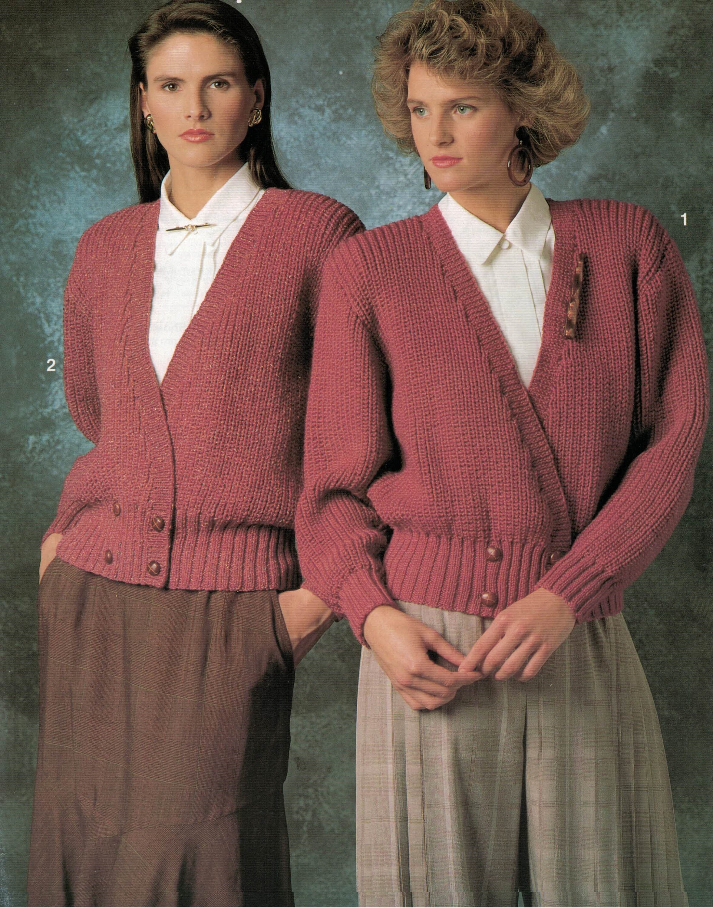 PDF Instant Download Knitting Pattern double Breasted Cardigans DK ...