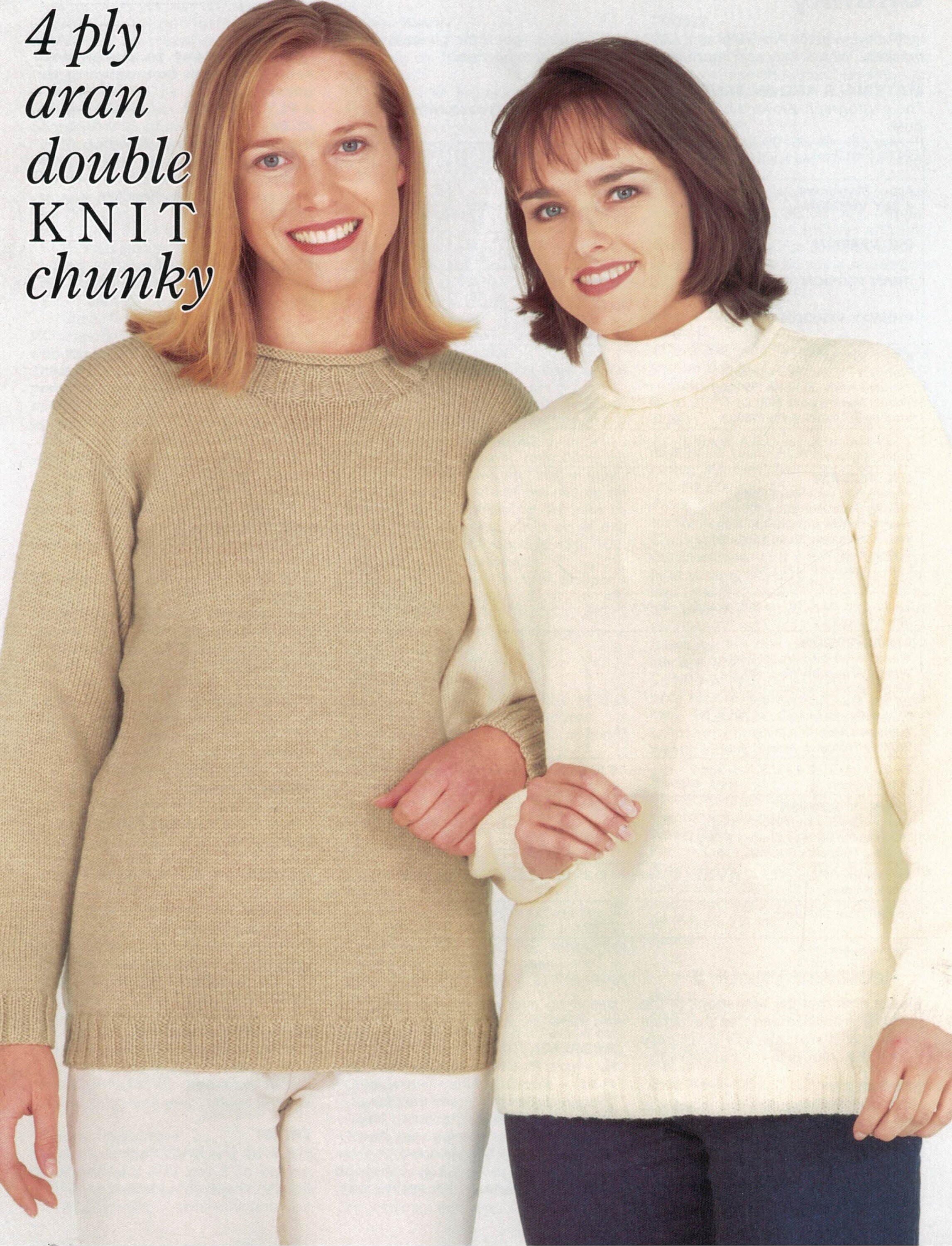 PDF Instant Download Knitting Pattern *roll Neck Sweater in 4ply, DK ...