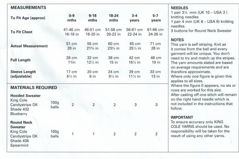 PDF Instant Download Knitting Pattern babies' Sweaters DK Yarn - Etsy