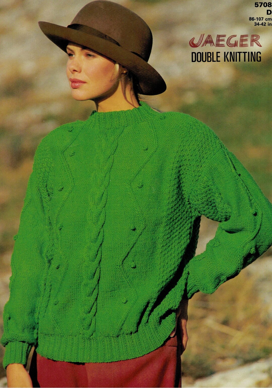 PDF Instant Download Knitting Pattern *lady's Cable Textured Sweater ...