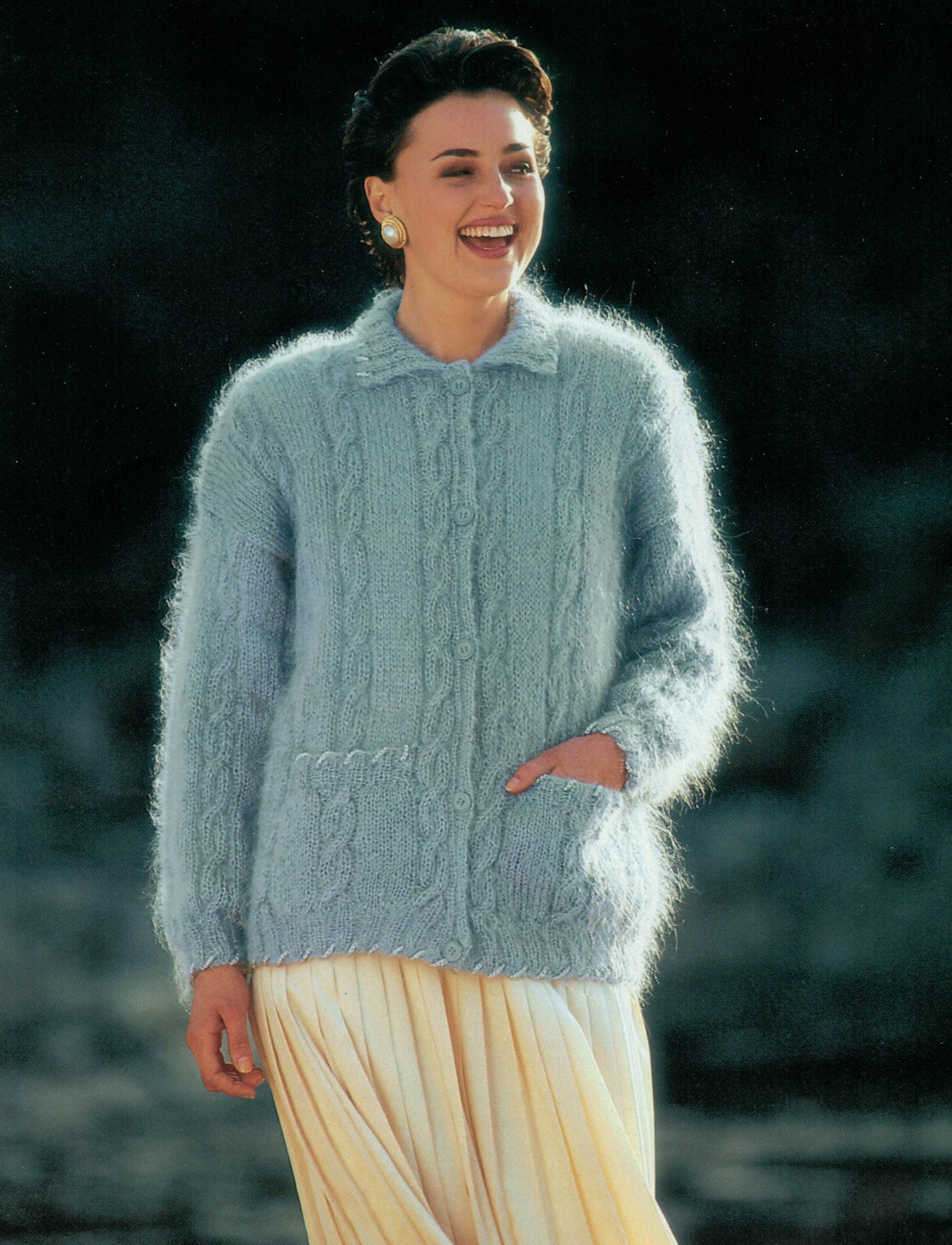 PDF Instant Download Knitting Pattern *ladies Cabled Mohair Jacket ...