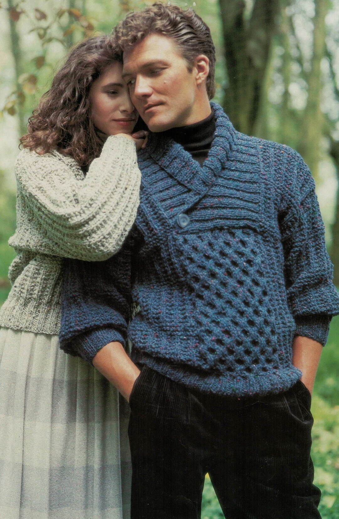 PDF Instant Download Knitting Pattern *chunky Shawl Collar His 'n' Her ...