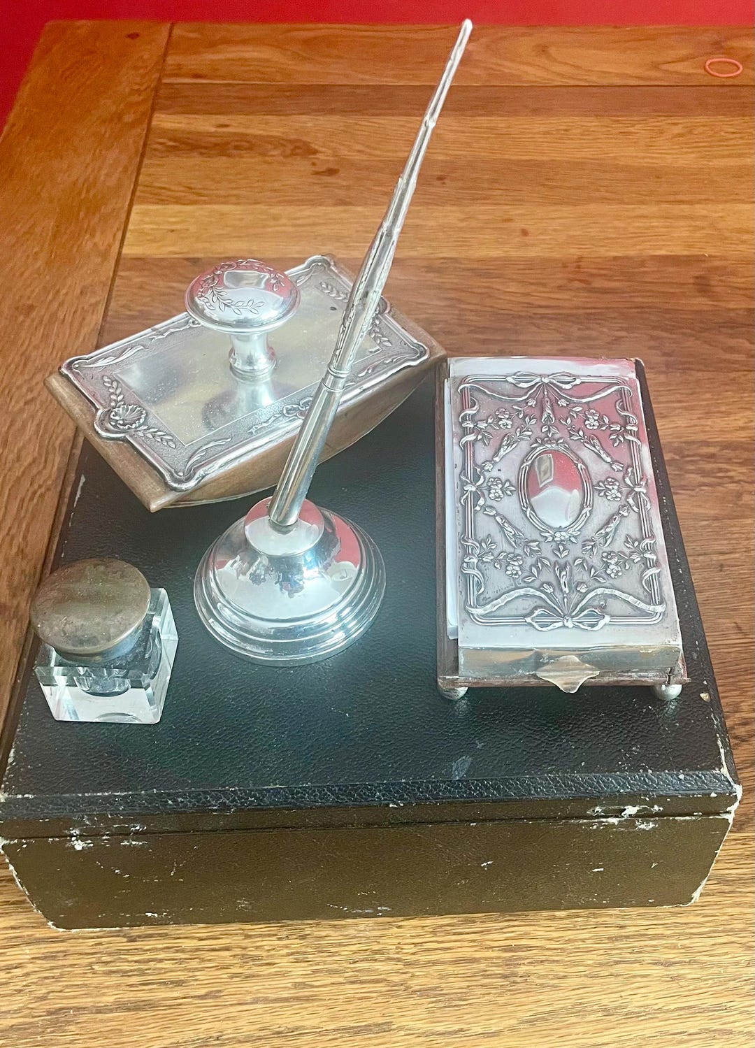 19 Century Silver Writing Set With Dip Pen, Blotter and Notepad - Etsy