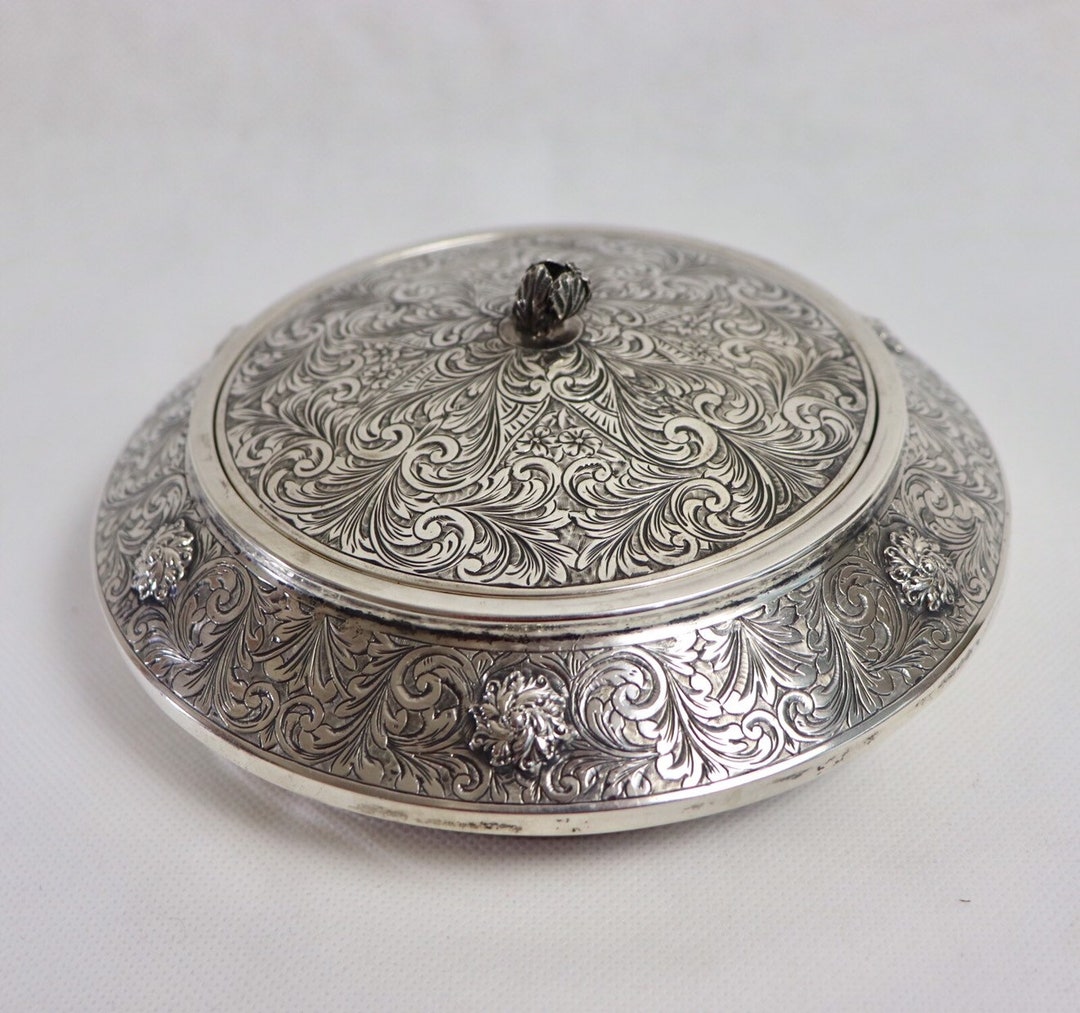 Antique Silver Powder Compact - Etsy