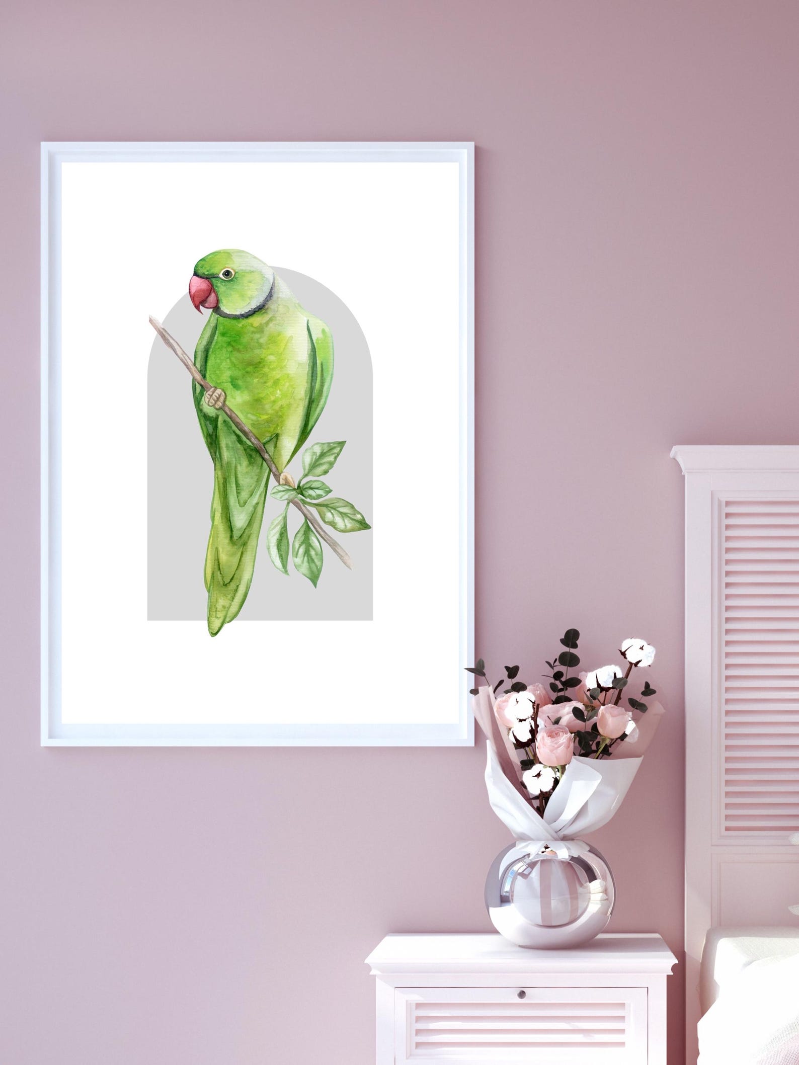 Parrot Illustration Printable, Green Parrot, Parakeet, Cateau Vert ...