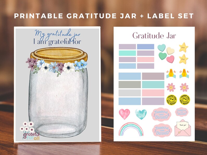 Gratitude Jar With Labels Set Printable, Mindfulness, Self-care ...