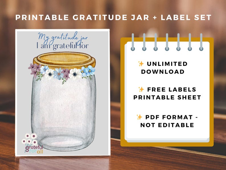 Gratitude Jar With Labels Set Printable, Mindfulness, Self-care ...
