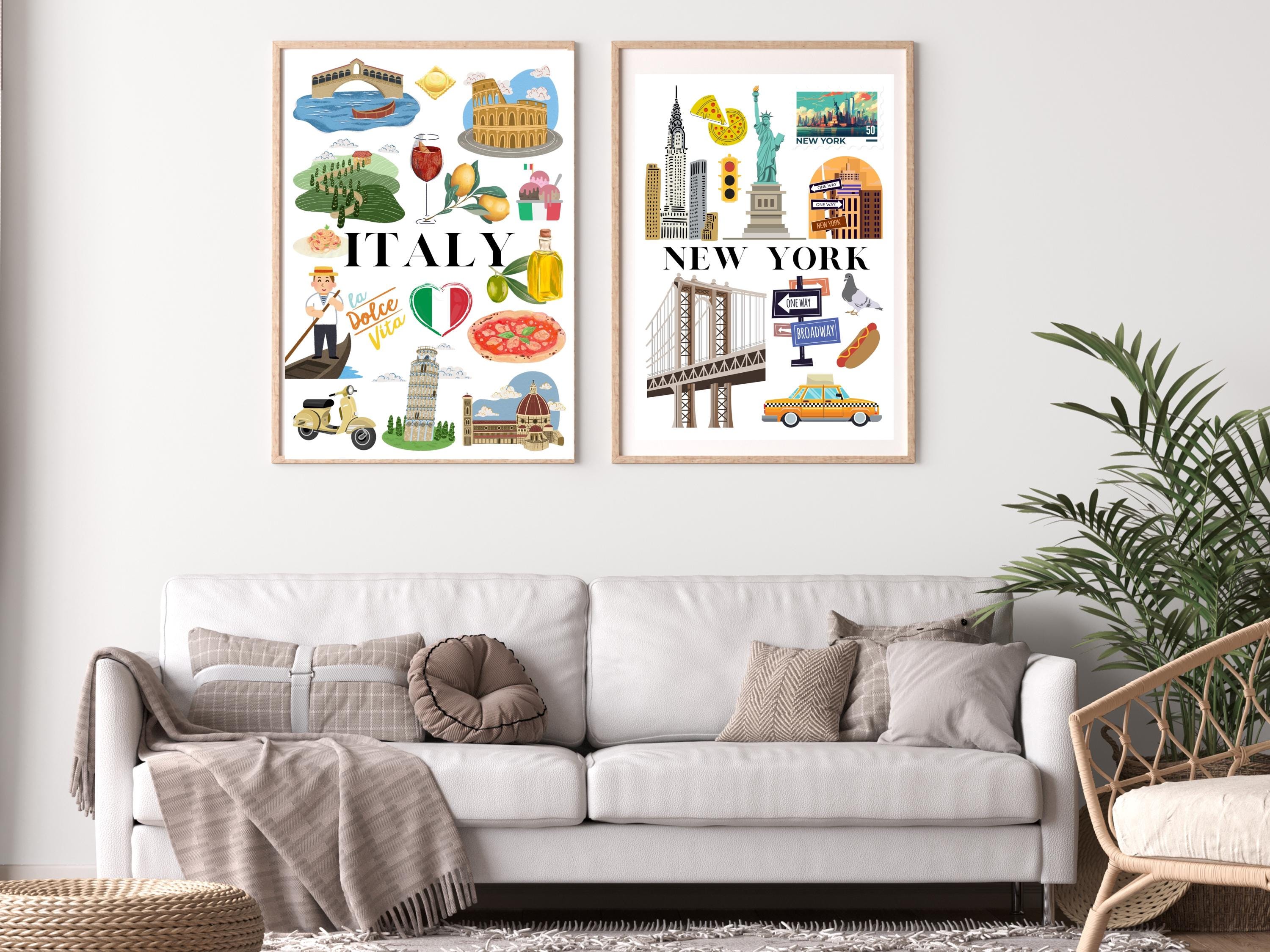 Set of 12 Travel Country & City Illustrations, Printable Art, Instant ...