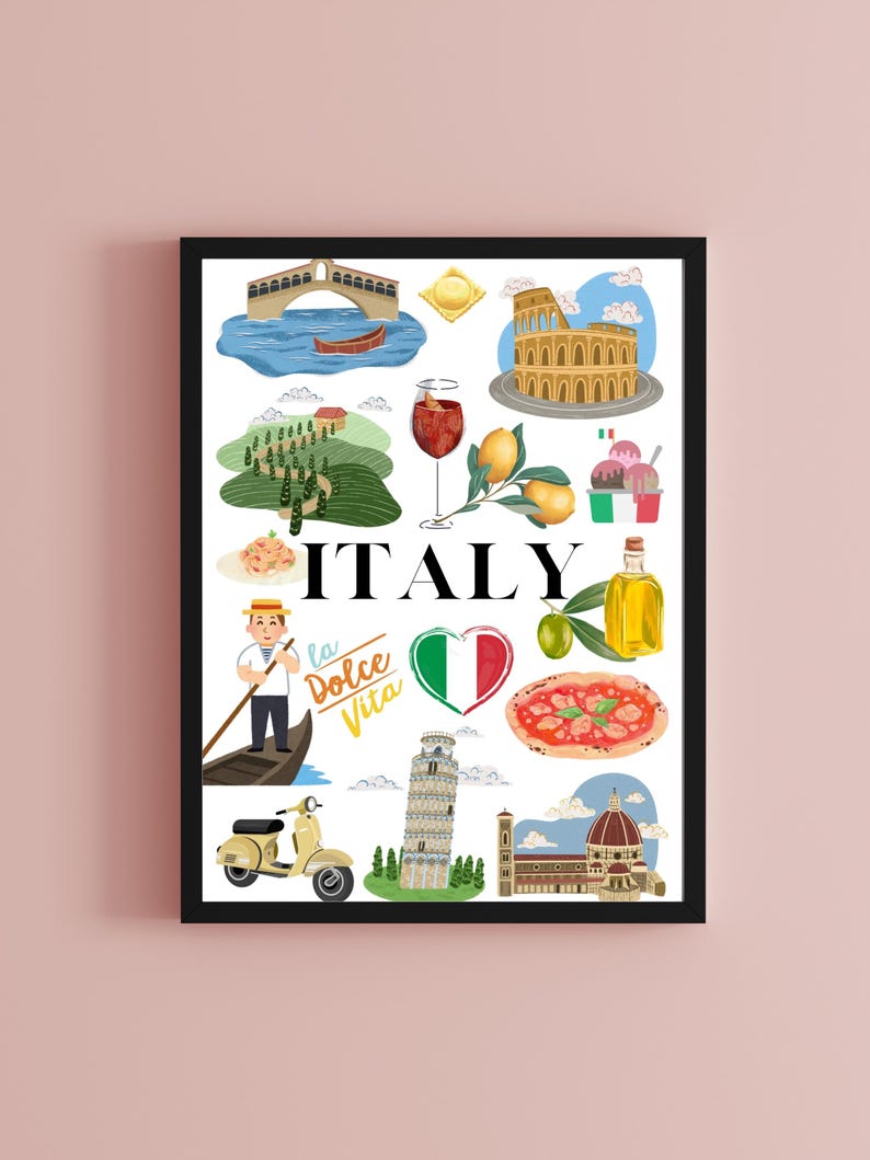 Set of 12 Travel Country & City Illustrations, Printable Art, Instant ...