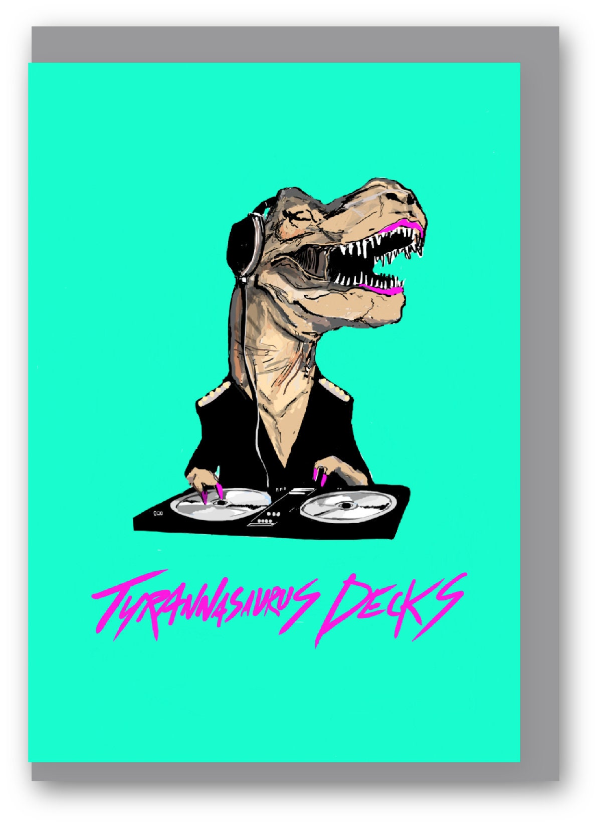 Funny Dinosaur Card,funny Dj Dinosaur Card,funny Dinosaur Greeting Card ...