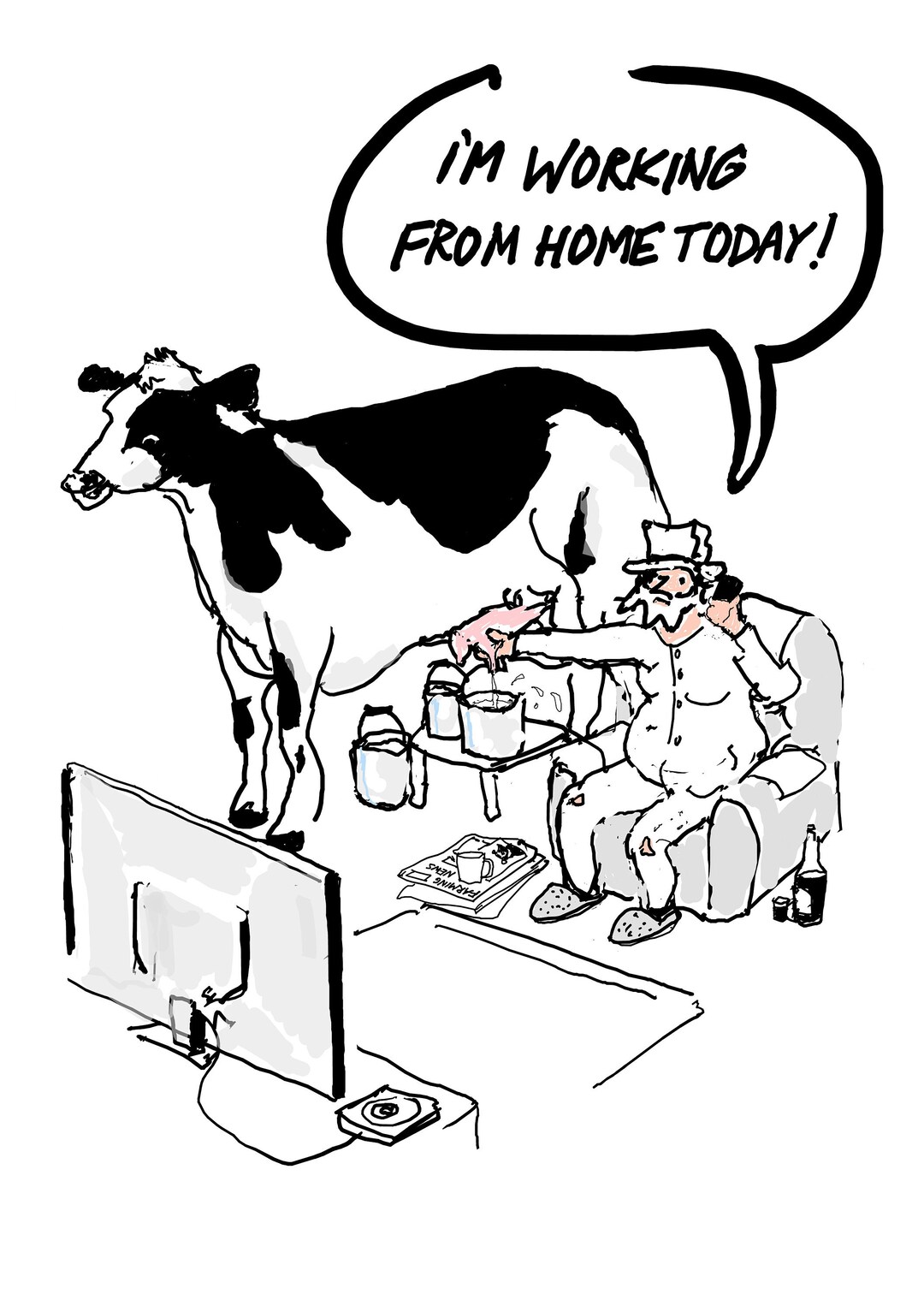 Working from home funny card funny office greeting card - Etsy Italia