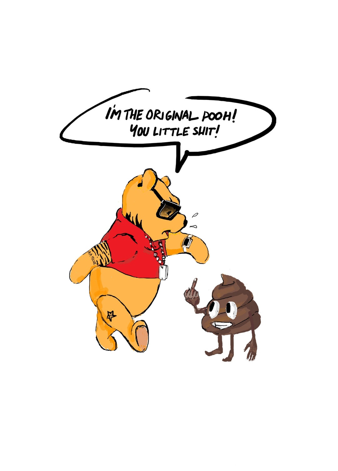 Rude Winnie the Pooh Birthday Card,funny Tattoo Birthday Card,funny ...