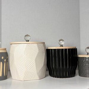 Boho Scandinavian Canister Set With Mixed Textures and Colors / Wood ...