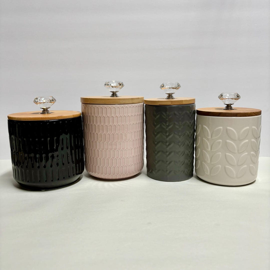 Neutral Shades Boho Canister Set With Mixed Textures and Colors ...