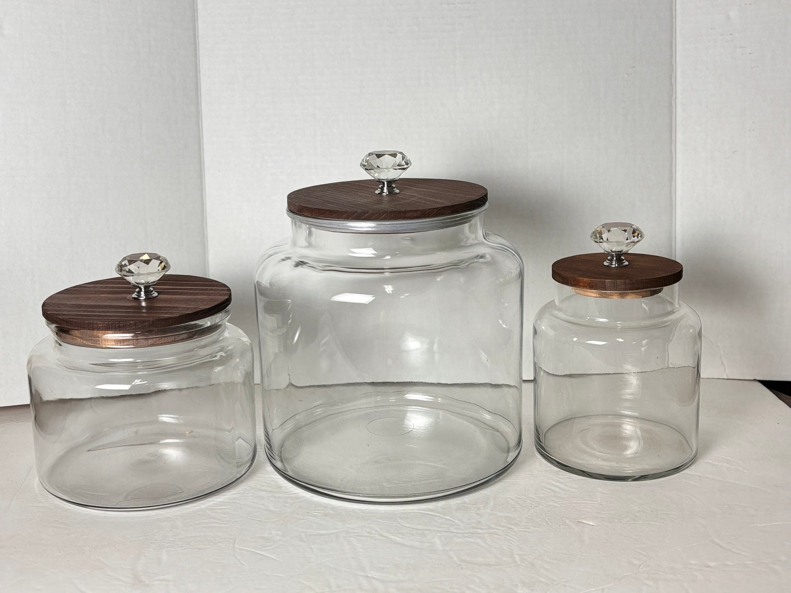 Extra Large Capacity Clear Glass Canister Set Container With Wood Lid ...