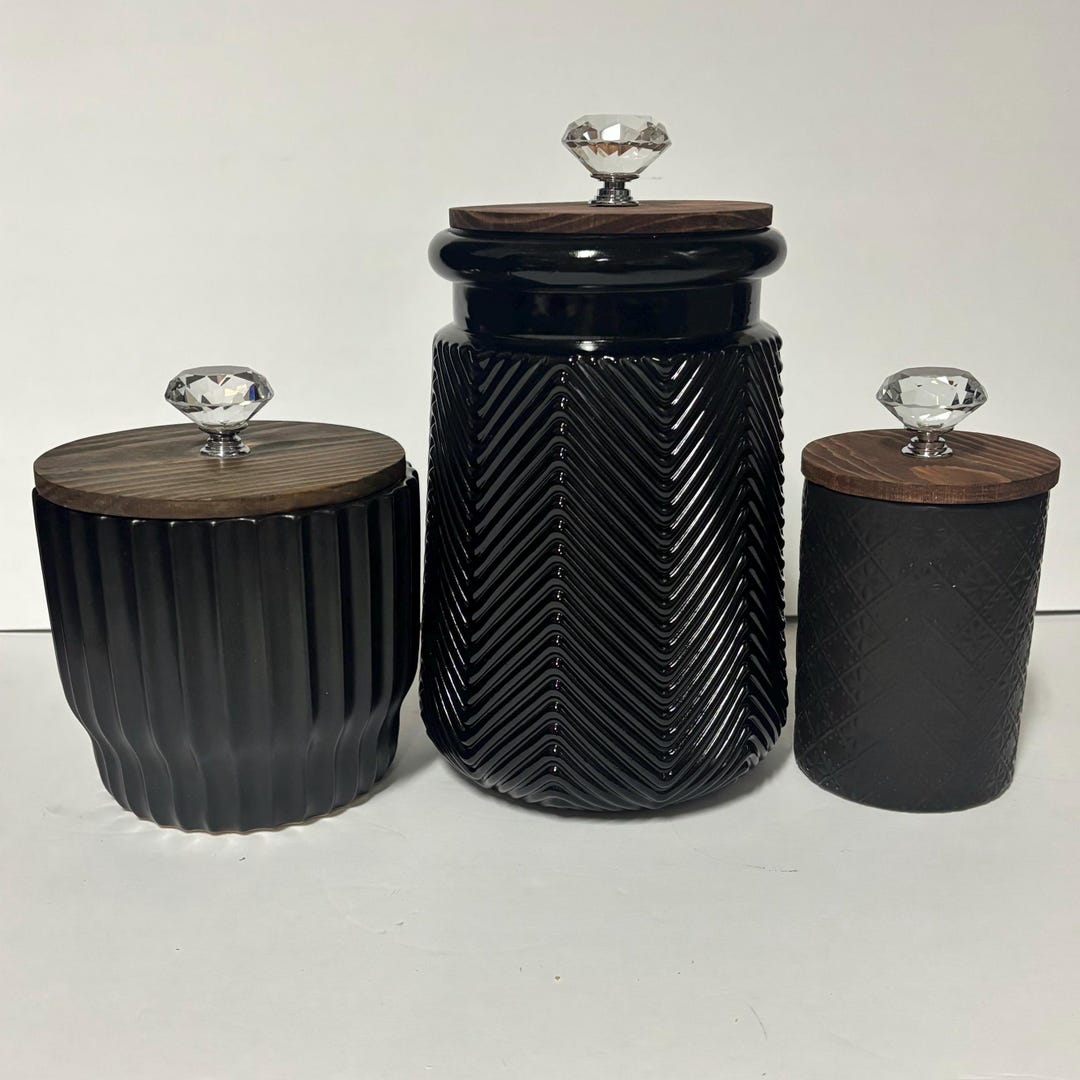 Modern Kitchen Canisters / Black Textured Food Storage Kitchen Canister ...
