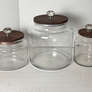 Extra Large Capacity Clear Glass Canister Set Container With Wood Lid ...