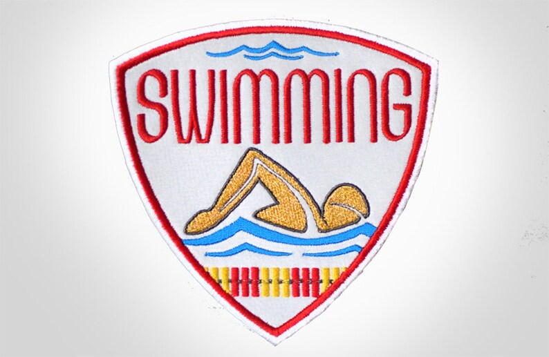 Swimming Embroidered Patch 5x5 - Etsy