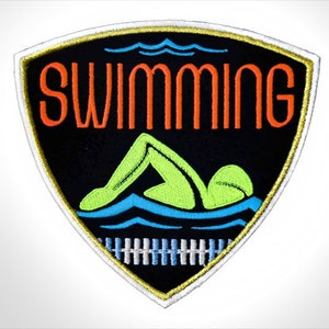 Swimming Embroidered Patch 5x5 - Etsy