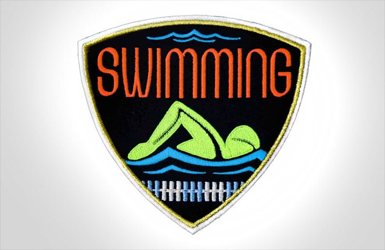 Swimming Embroidered Patch 5x5 - Etsy