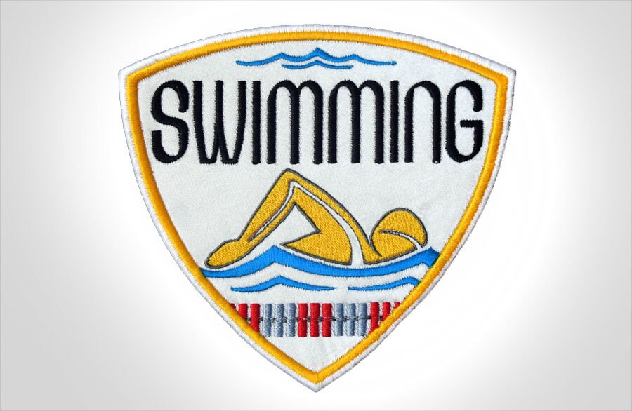 Swimming Embroidered Patch 5x5 - Etsy