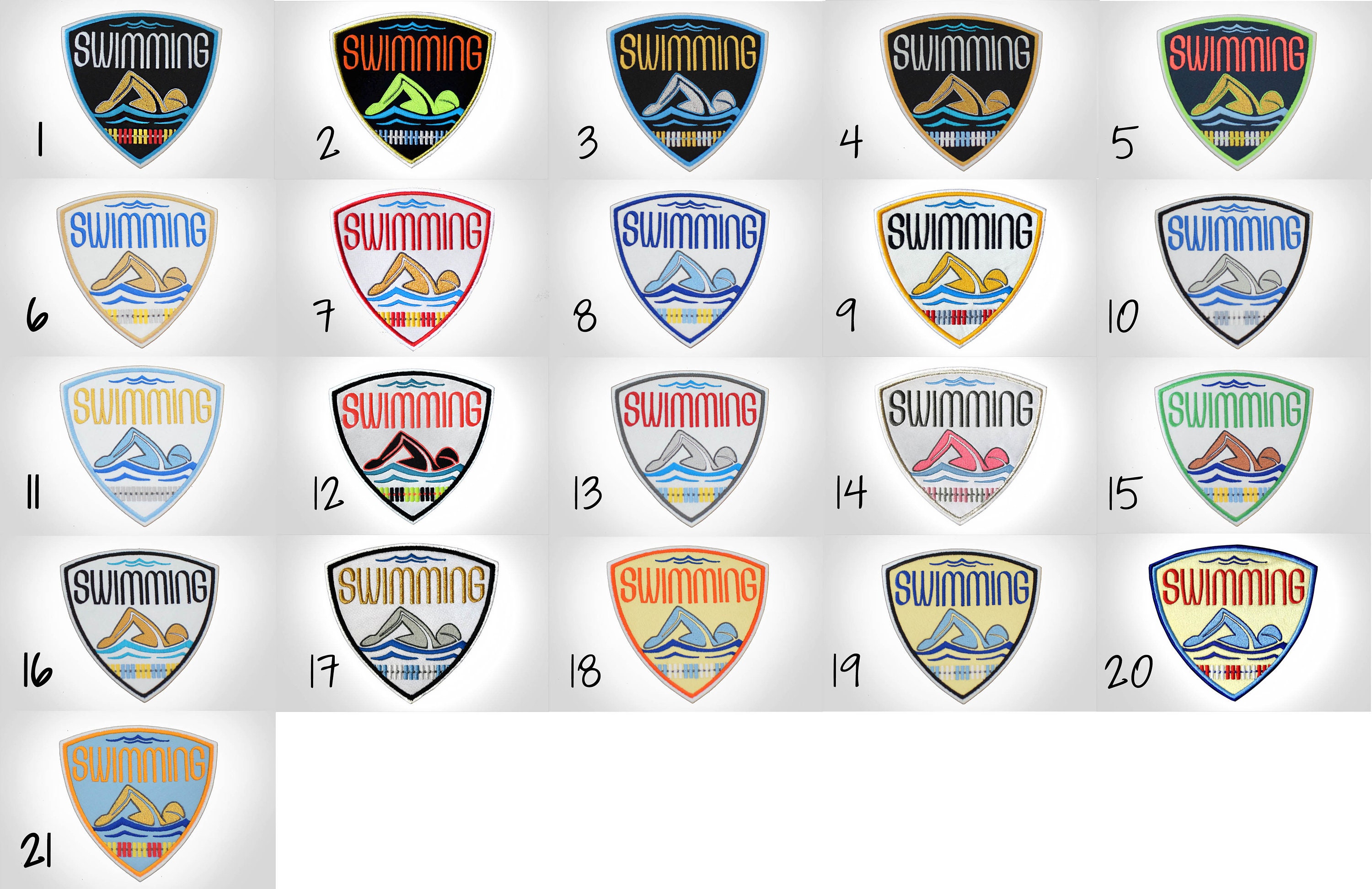 Swimming Embroidered Patch 5x5 - Etsy