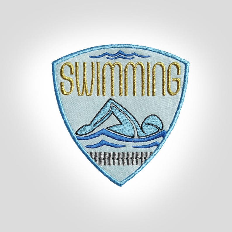 Swimming Embroidered Patch - 5x5" - Etsy
