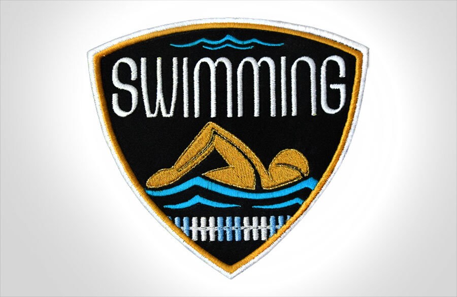 Swimming Embroidered Patch 5x5 - Etsy