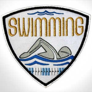 Swimming Embroidered Patch 5x5 - Etsy