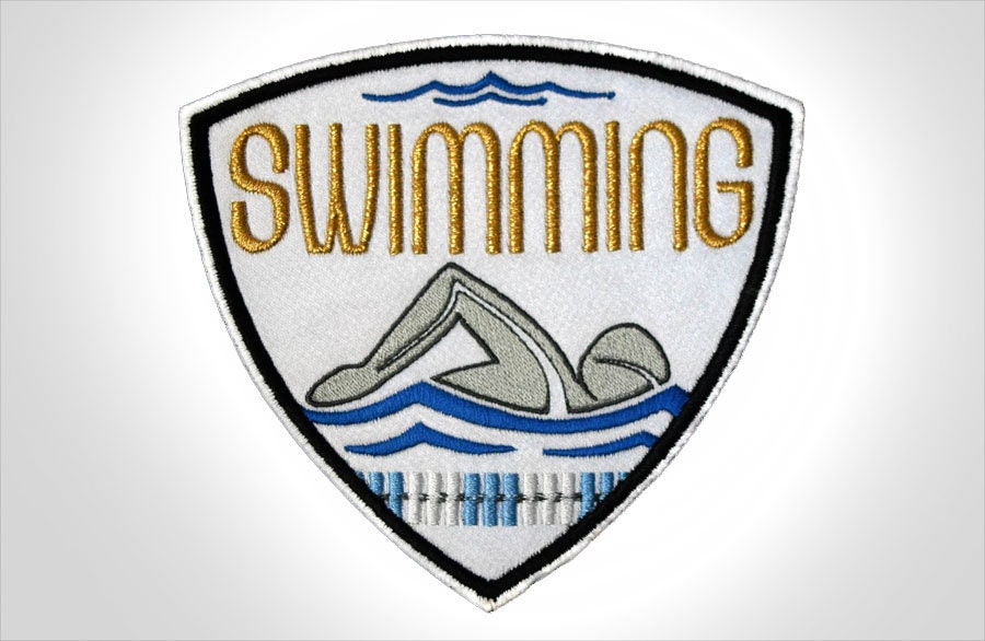 Swimming Embroidered Patch 5x5 - Etsy