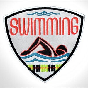 Swimming Embroidered Patch 5x5 - Etsy