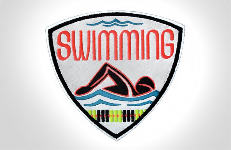 Swimming Embroidered Patch 5x5 - Etsy