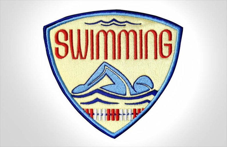 Swimming Embroidered Patch 5x5 - Etsy