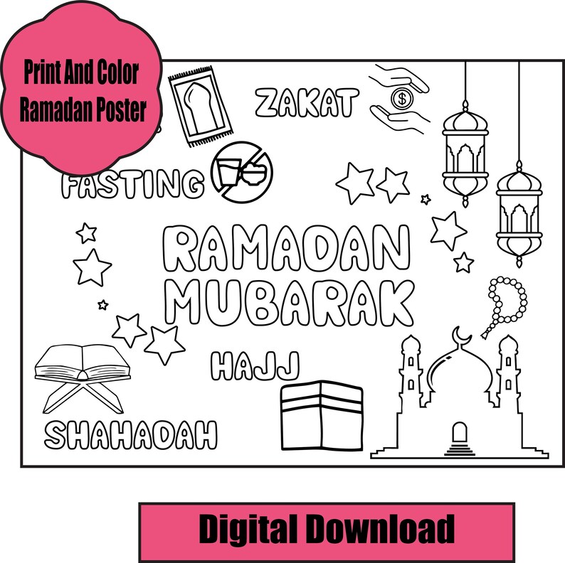 Ramadan Coloring Poster for Kids – DIY Giant 1m Wall Art | Printable ...