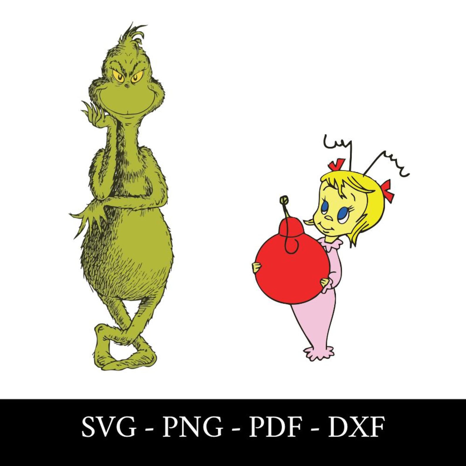 Grinch & Cindy Lou Who Inspired Svg Png Dxf Pdf - Fun Holiday Grinchy ...