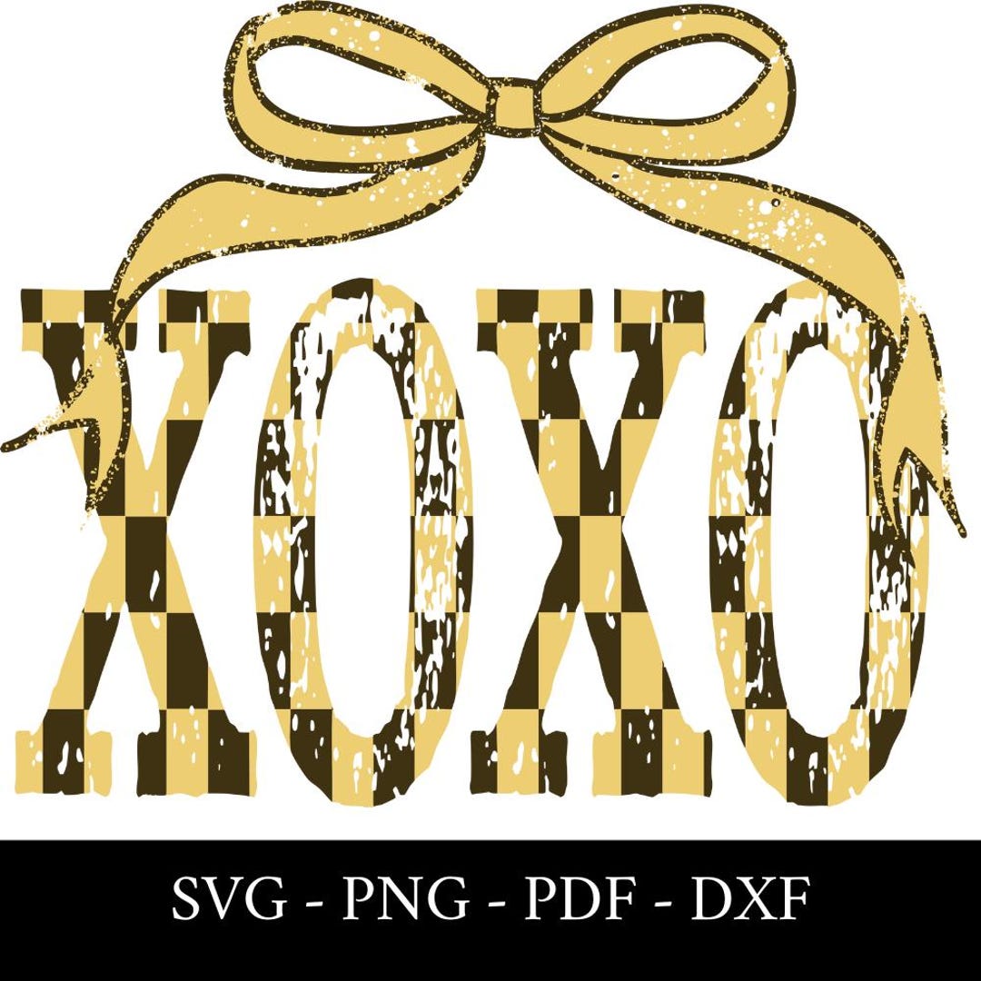 Checkered XOXO PNG, Valentine's Day Design With Bow (digital Download ...